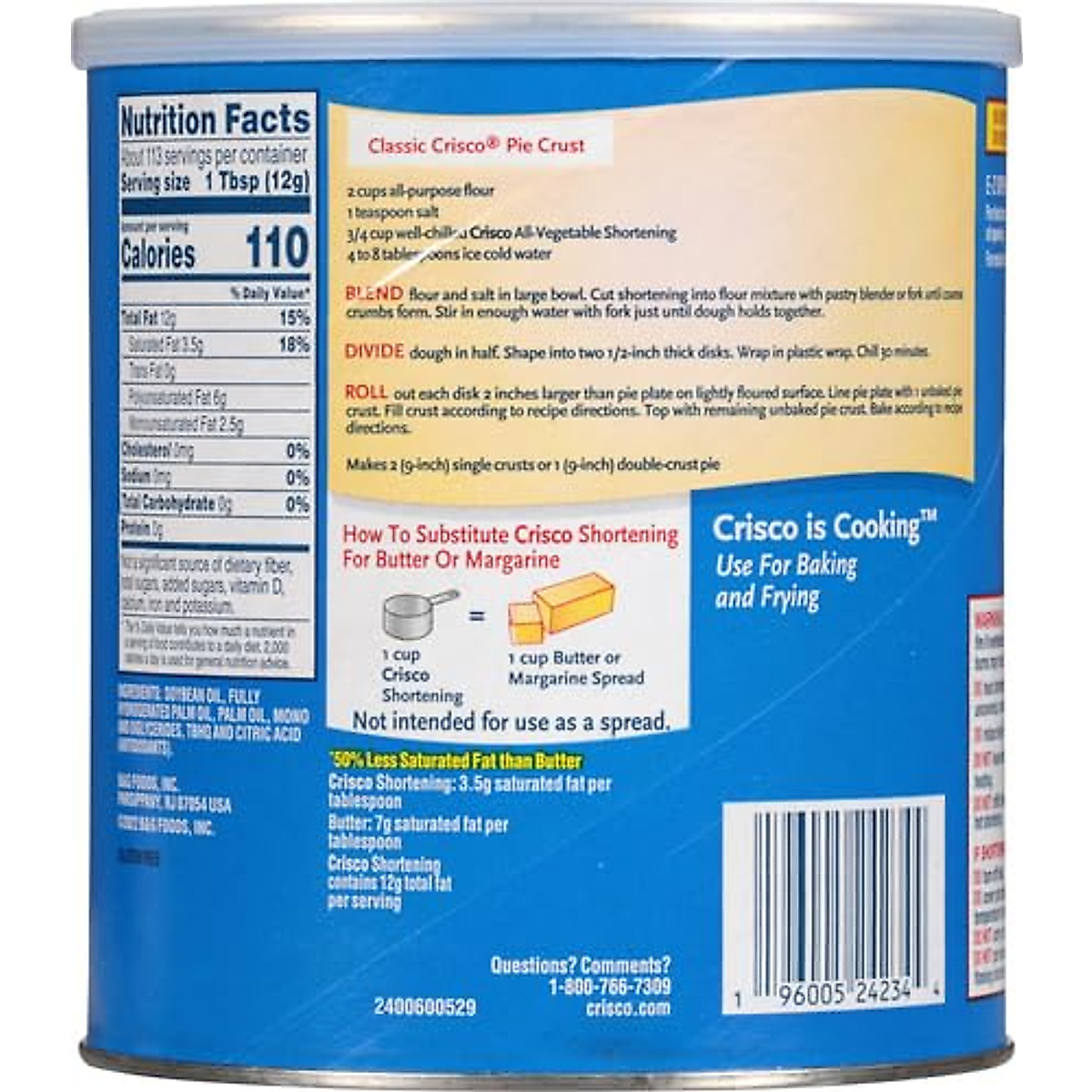 Crisco All-Vegetable Shortening, 48 Ounce