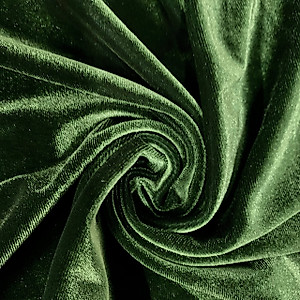 Princess Dark Olive Green Polyester Spandex Stretch Velvet Fabric for Bows, Head Wraps, Top Knots, Scrunchies, Clothes, Costumes, Crafts