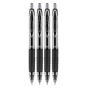 uni-ball® Signo Gel 207™ Retractable Gel Pens, Medium Point, 0.7 mm, Clear Barrels, Black Ink, Pack Of 4