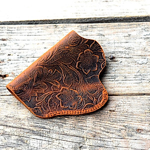 JJNUSA Leather IWB Holster, Genuine Leather Gun Holster for Glock 19 42 43X, Ruger LCP LC9S Security 9 Max 9, Taurus G2 G2C G3C GX4, Springfield Hellcat XD, Sig P365 P320, M&P Fits Most 9mm Flower