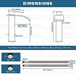 KLINCAIR Bathroom Vessel Bowl Sink Faucet Matte Black, 11 Inch Tall Waterfall Spout Single Handle & Single Hole Deck Mount Lavatory Vanity Mixer Tap with Pop up Sink Drain with Strainer Hair Catcher