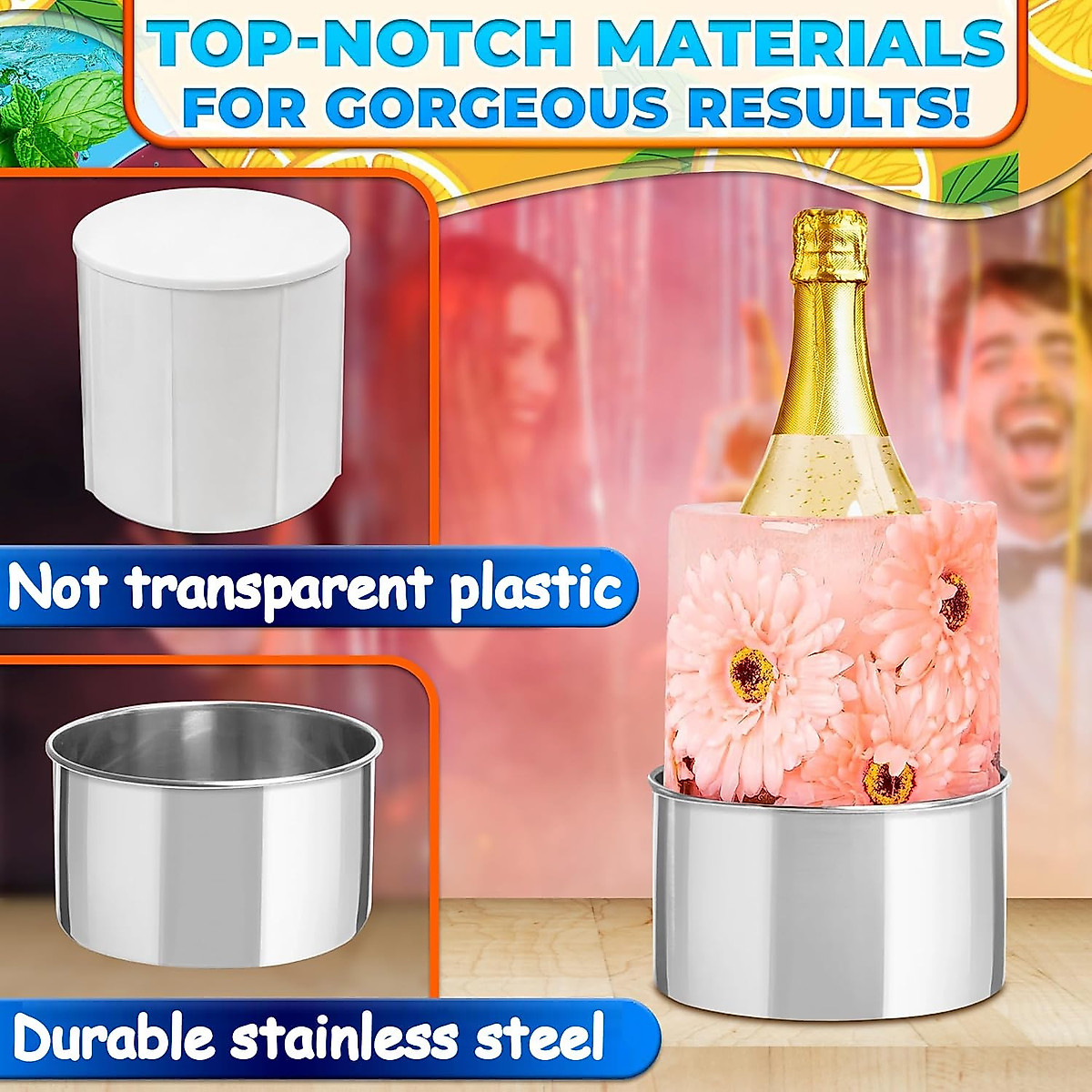 Ice Bucket Mold Ice Mold Wine Bottle Chiller Champagne Ice Mold Wine Chiller Bucket Champagne Ice Bucket Wine Ice Bucket Flower Ice Cube Mold Ice Bucket for Wine Bottles Wine Bucket Wine Cooler Bucket