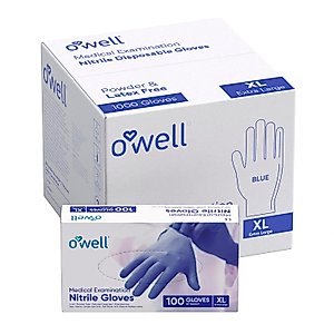 OWELL Professional Medical Examination Nitrile Gloves, Powder & Latex-Free Disposable Gloves, 4Mil Resistant Blue Medical Glove, First Aid Med Gloves, X-Small Size Exam Gloves, Case of 1000 Count