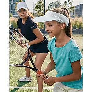 WRELS Visor Sun Hat for Kids Women Men,Adjustable Packable Sports Cap with Sweatband(46-60cm) (#B-Rose Red)