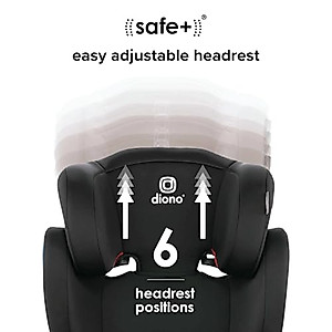 Diono Cambria 2 XL, Dual Latch Connectors, 2-in-1 Belt Positioning Booster Seat, High-Back to Backless Booster, Space and Room to Grow, 7 Headrest Positions, 8 Years 1 Booster Seat, Black