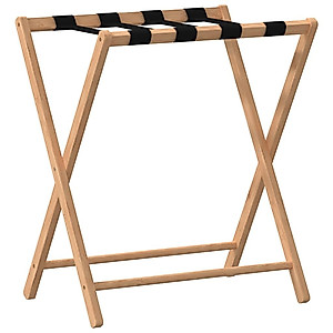 vidaXL 27"x15"x22.8" Foldable Luggage Rack -Natural Bamboo Suitcase Stand with Waterbase Finish, Ample Storage, and High Load Capacity