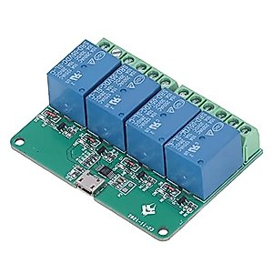 4 Channel Relay Module, Send Serial Commands PCB 10A 250VAC Overcurrent Protection USB Relay Expansion Board Drive Free Intelligent Control for PC