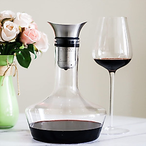 Wine Decanter Red Wine Decanter Wine Decanter With Aerator, 100% Hand Blown Crystal Glass Red Wine Decanters And Carafes with Built In Aerator,Wine Gift, 1500ml/50.7oz (full capacity)