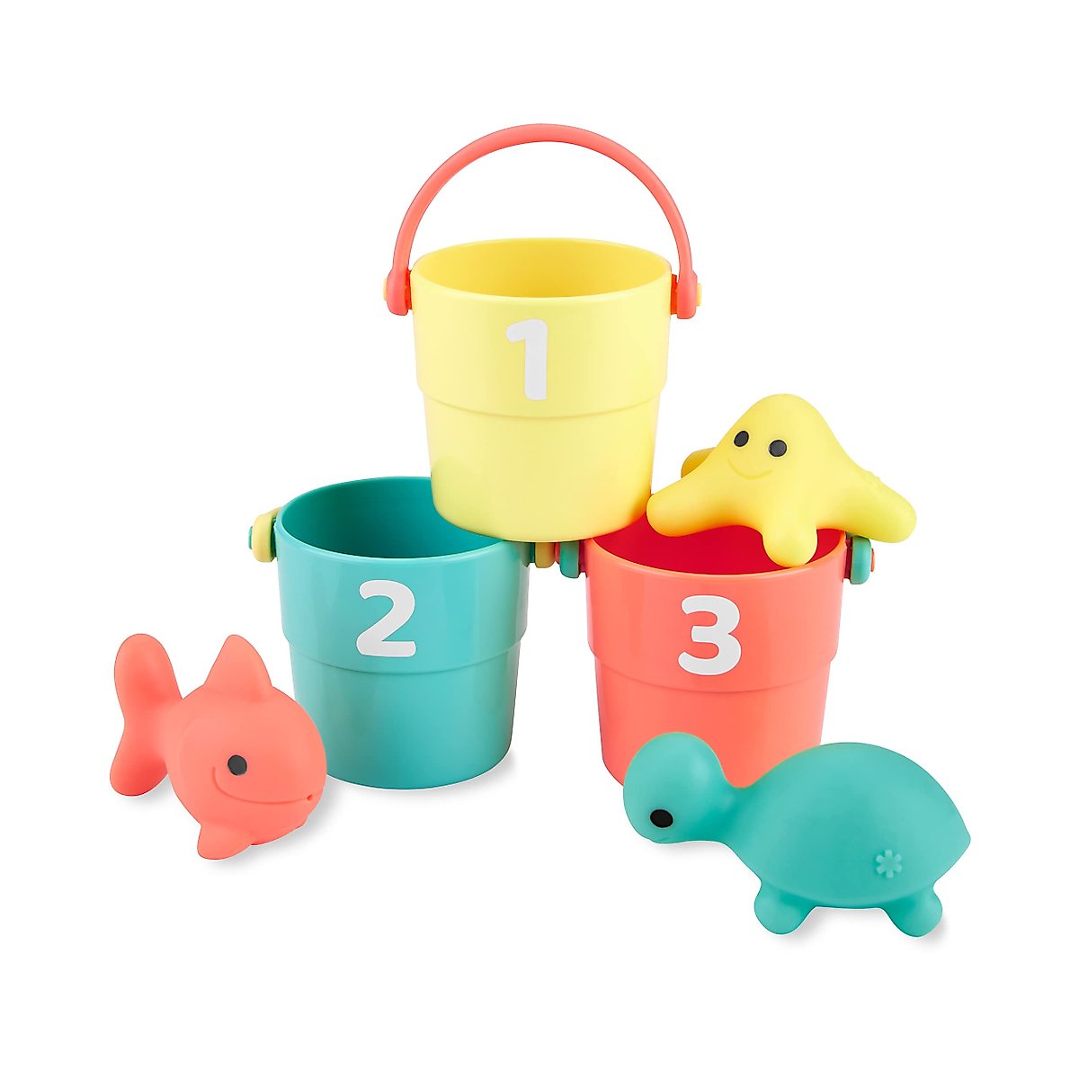 Simple Joys by Carter's Stacking Buckets and Ocean Squirties Bath Toy Bundle, One Size