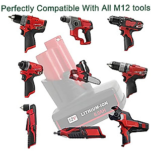 VOLT1799 2Pack 6.0Ah 12V Lithium Battery Replacement for Milwaukee M12 Battery,Compatible with Milwaukee M12 Cordless Power 48-11-2401 48-11-2402 48-59-1812 48-11-2411 48-11-2420 48-59-2401 2510-20