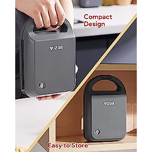 Mini Waffle Maker, Small Waffle Iron Machine Stuffed Non-Stick for Kinds, Breakfast Square Compact Design Tiny, Fast Heat Up, Keto Chaffles, Grilled Cheese, Snack, Gray 600W BEZIA