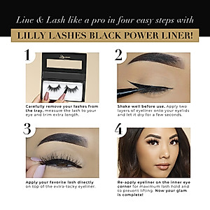Lilly Lashes Power Liner (Black), 2 in 1 Eyeliner and Lash Adhesive, All Day & Waterproof Eyeliner, Smudgeproof Eyeliner & Natural Adhesive