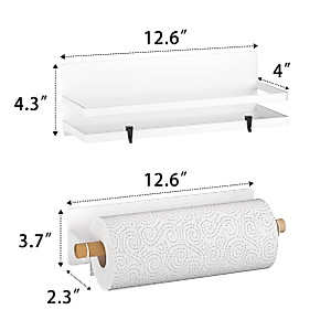 Magnetic Spice Rack for Refrigerator Moveable Magnetic Shelf Organizer with Paper Towel Holder Kitchen Refrigerator Storage Rack Fridge Magnet Organizer,White,3 Packs