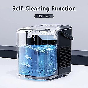 Antarctic Star Countertop Ice Maker Portable Machine with Handle,Self-Cleaning Makers, 26Lbs/24H, 9 Cubes Ready in 6 Mins, S/L ice, for Home Kitchen Bar Party (Black)