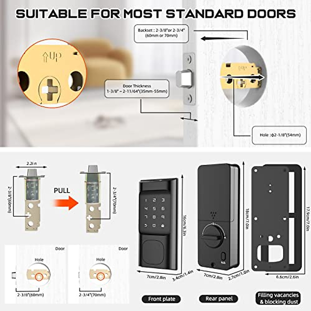 Keyless Entry Door Lock with App Control - Hopeace Fingerprint Door Lock - Electronic Touchscreen Keypad - Smart Locks for Front Door - Zinc Alloy Smart Deadbolt - Auto Lock - Easy Installation