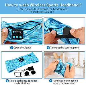 SKYEOL Sleep Headphones, Wireless Headband with Zip Pocket Wireless Music Sport Headbands with Ultra-Thin HD Stereo Speakers for Side Sleepers, Meditation,Relaxation and Sport