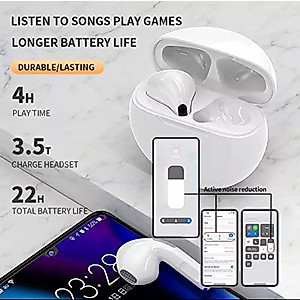 Pro 6 True Wireless Earbuds, Bluetooth Headphones, Hi-Fi Stereo Sound in-Ear Earphones, 99.99% Compatible with All Mobile Devices, Built-in Microphone, Up to 26 Hour Play Time with Charging Case