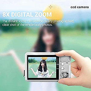 Digital Camera for Teens, 4K 48MP Ultra HD Point and Shoot Camera, 2.7in LCD Rechargeable Students Compact Camera with 8X Digital Zoom, Mini Vlogging Cameras Gift for Kids Beginner (Silver)