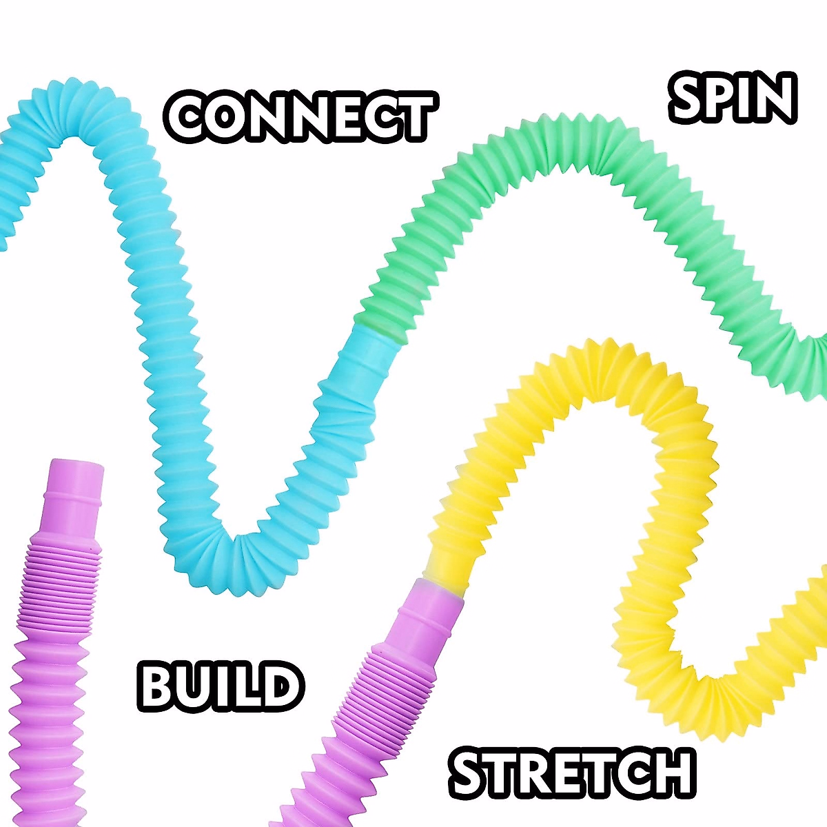 TIBDALA Mini Pop Tubes Fidget Toy, 12 Pack Sensory Stretch Tubes Stress Relief Toys for Kids Funny Christmas Stocking Stuffers Party Favors Novelty Gifts for Boys Girls