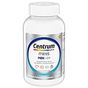 Centrum Minis Silver Multivitamin for Men 50 Plus, Multivitamin/Multimineral Supplement, Vitamin D3, B-Vitamins and Zinc, Non-GMO Ingredients, Supports Memory and Cognition in Older Adults - 280 Ct