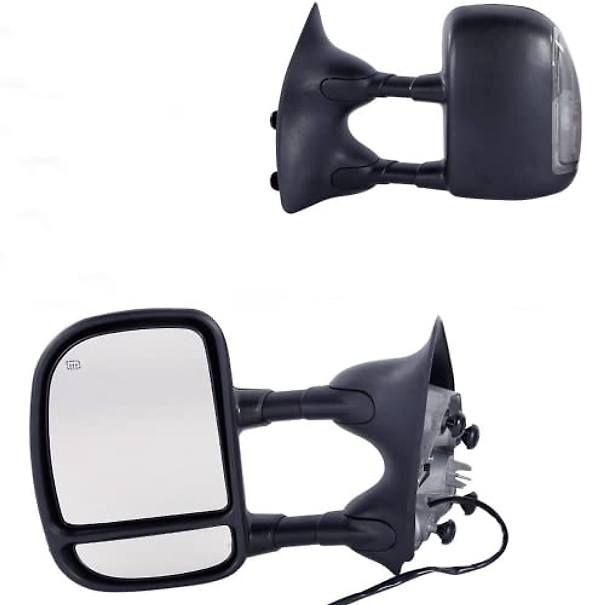MOTOOS Towing Mirrors Power Heated Telescoping Tow Mirror with LED Signal Turn Light Replacement for 1999-2007 Ford F250 F350 F450 F550 Super Duty Pair Set Side Mirrors