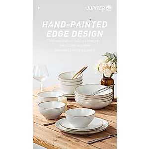 Famiware Jupiter Dinnerware Set, Plates and Bowls Sets for 4, Microwave and Dishwasher Safe, Scratch Resistant, 12 Pieces Dishes Set, White