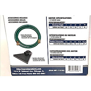 12-volt DC 1/10th HP 330 GPH Battery Powered Portable Mini Water Transfer Utility Pump with Metal Connectors for Standard 3/4" Garden Hose Great for removing water from Boats Water Yard or Garden
