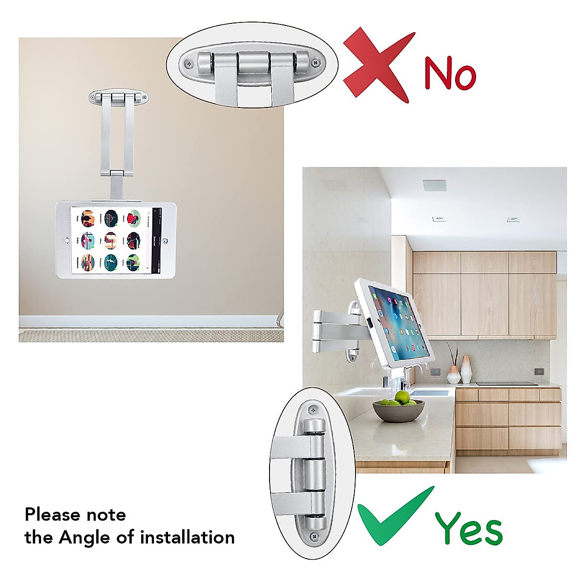 WeSTRUGGLE Tablet Wall Mount Bracket with fold for iPad 10.2-Inch (9th,8th,7th Gen.), Extend Adjustable Arm Swivel with Anti Theft Security Lock and Key, Multi Angle, Rotate Design,Metal (Silver)