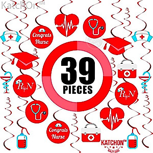 KatchOn, 39 Pieces Nurse Graduation Hanging Swirls - Nurse Graduation Decorations | Nurse Hanging Swirls for Nurse Party Decorations | Nurse Decorations for Nursing School Graduation Party Decorations