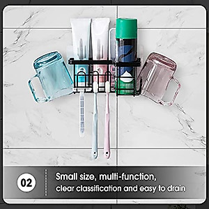 Shower Caddy 4 Pack, Black Bathroom Self Adhesive Shower Caddy Shelf with Shower Soap Holder for Shower Wall, Bathroom Shower Organizer Shampoo Holder, Bathroom Shower Shelves for Inside Shower