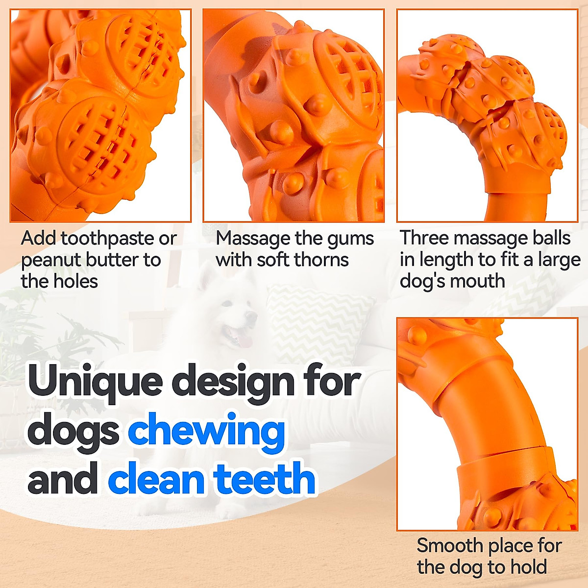 Indestructible Dog Chew Ring Toys for Aggressive Chewers, Super Chewer Dog Toys for Medium Large Dogs, Puppy Teething Rings for Relax,Interactive Dog Ring Toys for Boredom,Heavy Duty Dog Teething Toys