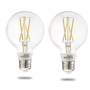 Bulbrite Solana 2-Pack G25 WiFi Connected Edison Filament LED Smart Light Bulb, Clear