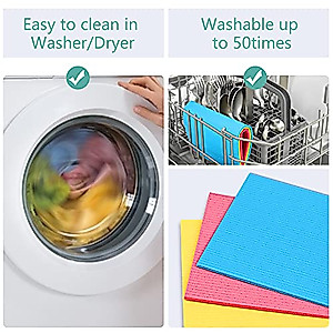 HOMEXCEL Microfiber Mops Reusable Floor Mop Pads 12-inch Swiffer Wet Jet Refills 4 Pack,Bundle with 12 Pack Swedish Sponge Dish Cloth Reusable Abosorbent Hand Towels Sponge Cloth