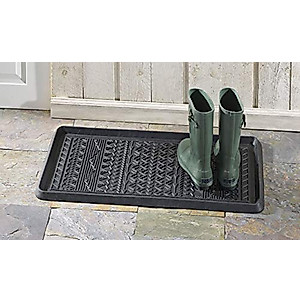 HF by LT Boho Rubber Boot, 32 x 16 inches, One-Piece Seamless Construction, Durable Vulcanized Rubber, Year Round Use Indoors or Outdoors, Black