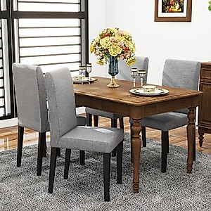 Fangflower Fabric Chair Set of 2 with Solid Wood Legs for Home Pertica, Dining Room, Kitchen, Light Grey, 2-Pcs Set