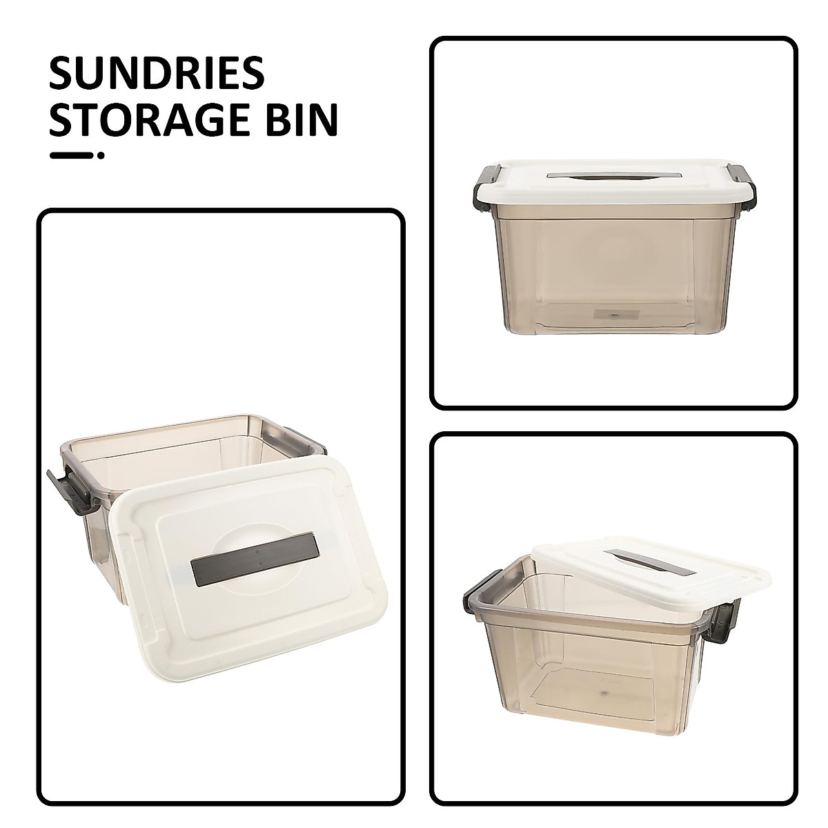 PRETYZOOM Storage Bins with Lids Tote Organizer Makeup Container Sundries Storage Bin Plastic Bins for Storage Clear Storage Case Stackable Tote Container Boxes PP Office Books Plastic Box