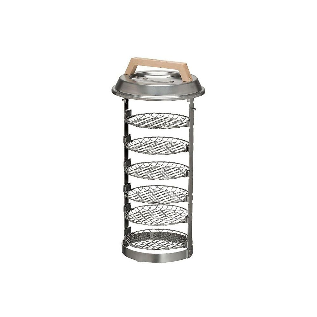 Snow Peak Smokemeister - Stainless Steel with Wood Handle Compact Smoker - 8.5 x 8.5 x 18.5 in