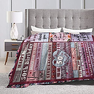 LLARREH 50th Birthday Gifts for Women 50th Birthday Blanket 50 Year Old Throw Blankets Throws for Women Turning 50 Birthday Gifts 50X60 Inch