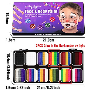 SPRINGSKY 39 Colors Face Paint Kit For Kids: Professional Face Painting Kit with 6 Stencils and 13 Brushes - Water Activated Facepaint Makeup Kit - Non Toxic Face Paint for Halloween and Christmas