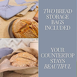 Carly's Place Sourdough Bread Bags - 2 Pack Linen Bread Bag for Bread Storage of Homemade Bread, Easy to Wash, Keeps Bread Fresh Longer, Modern Kitchen Design