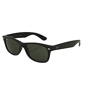 Ray_Ban New Wayfarer Sunglasses (Matte Black Frame 55mm), Matte Black Frame Solid Black G15 Lens, 55 mm (NON- POLARIZED)