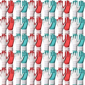 Potchen 32 Pairs Gardening Work Gloves Bulk for Women and Ladies, Breathable Rubber Coated Garden Outdoor Safety Gloves with Grip