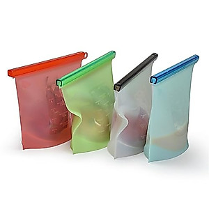 Ewixni 4PCS Professional Silicone Ziplock Freezer Bags,Reusable Storage Bags with Precise Capacity Markings,Strong Temperature Resistance(500ml)