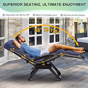 Suteck Patio Reclining Chair, Portable, Foldable, Durable, Adjustable, Comfortable, Blue