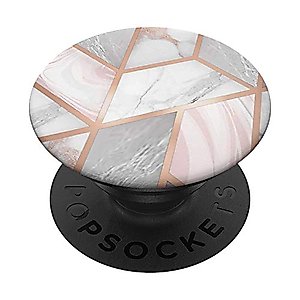 Pink-White-Grey-Marble-Effect - Geometric-Design-For-Girls PopSockets PopGrip: Swappable Grip for Phones & Tablets