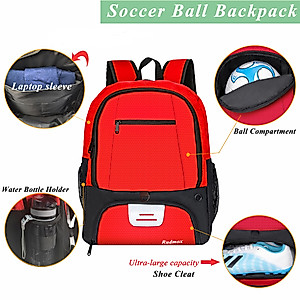 Rudmox Soccer Ball Bag-Backpack for Basketball,Volleyball with Cleat Shoes and Ball Compartment for Sports Team,Trainning