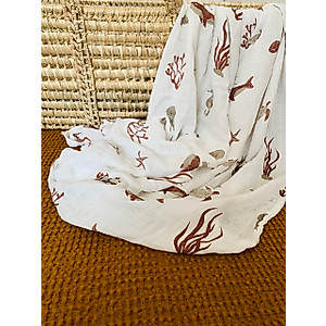 Leyl&Ari Muslin Swaddle Blanket | Receiving Blanket for Boys Girls (Under The Sea Friends)