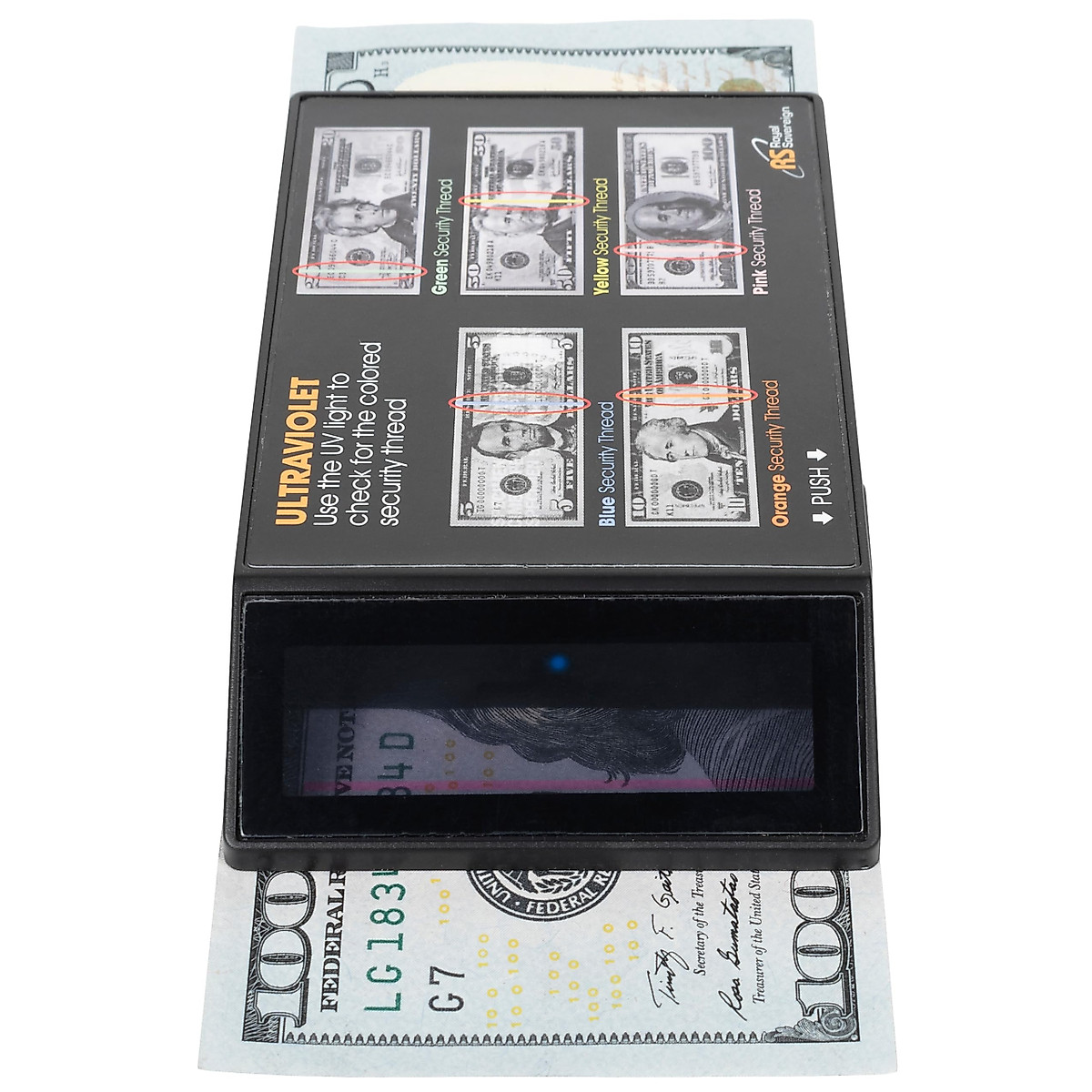 Royal Sovereign Pocket Sized Counterfeit Bill Detector (RCD-UVP), Black