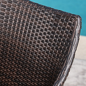 Christopher Knight Home Jerome Outdoor 7-Piece Acacia Wood/Wicker Dining Set | with Teak Finish | in Multibrown, Rustic Metal