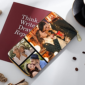 REMFACIO Personalised Photo Wallet Custom Long Leather Wallet for Women Large Capacity Wallet Ladies Purse with Multiple Card Holders Photo Purses Gifts for Her (E)